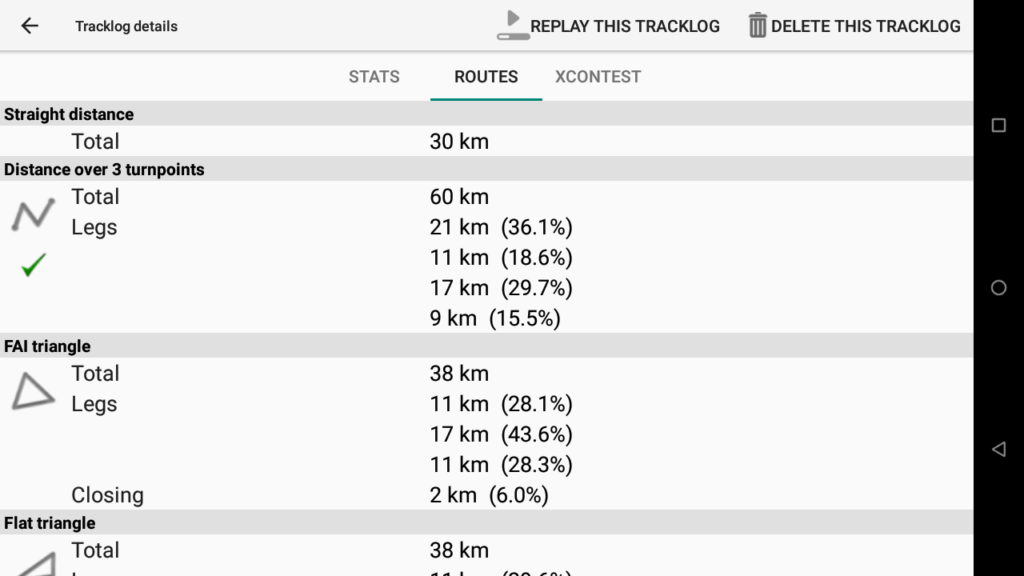 Menu Tracklogs - XCTrack Pro manual - AIR³ - Full details & description