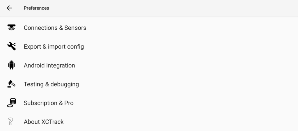 Menu Preferences (4) - XCTrack Pro manual - AIR³ - Full details & description